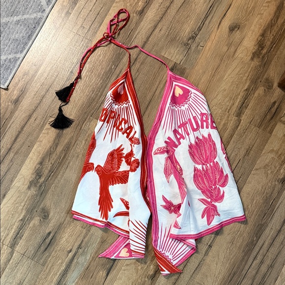FARM Rio | Tops | Farm Rio Red And Pink Halter Top | Poshmark